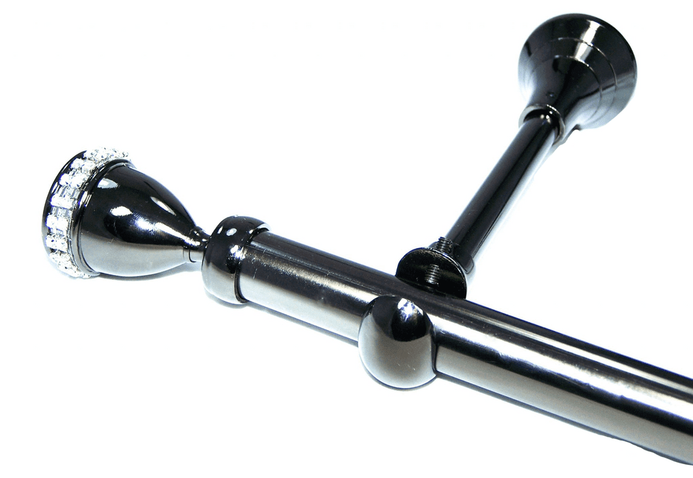 19mm Black Nickel Eyelet Designer Extra Deep Pole Diamante Trophy Finials