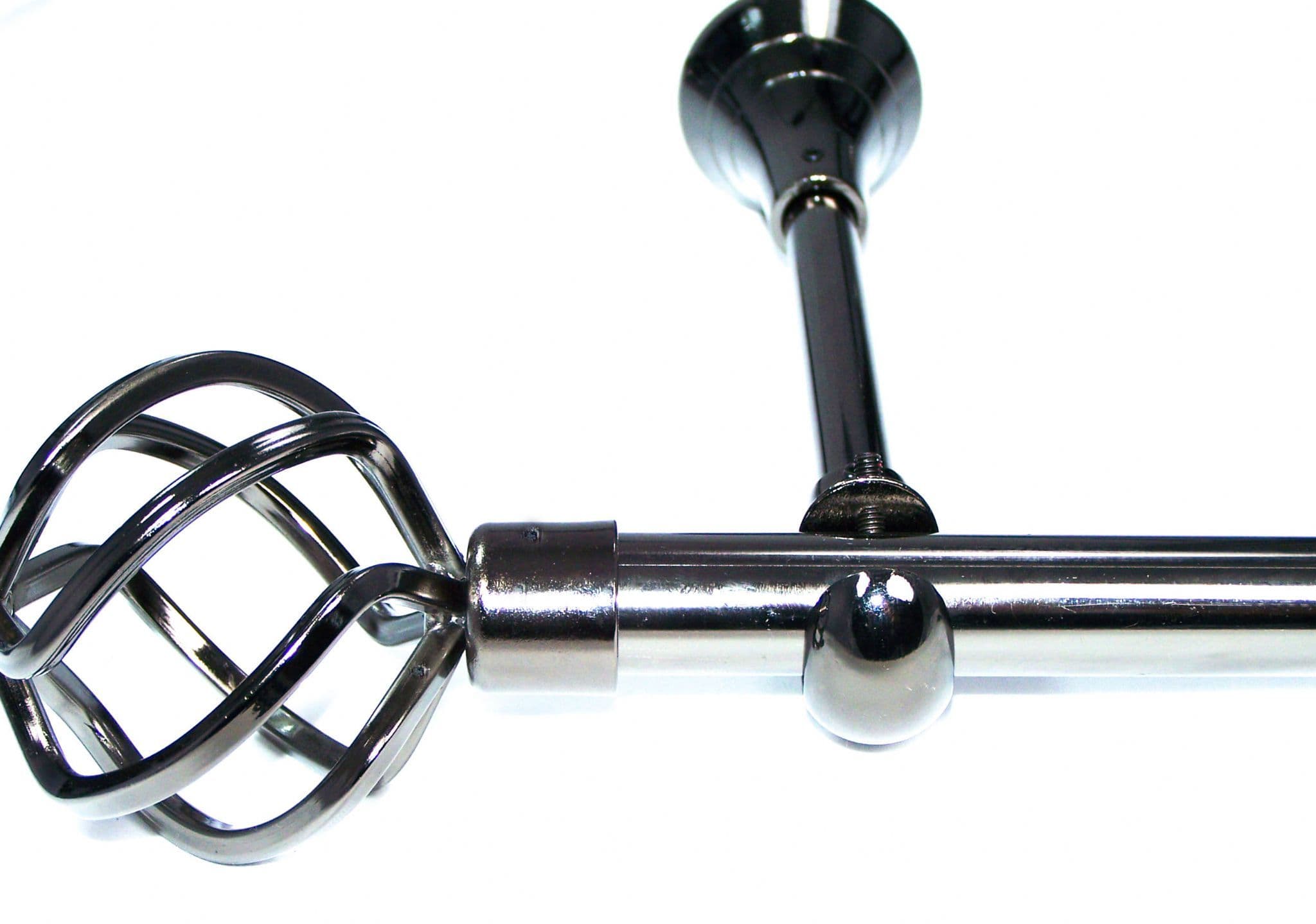 19mm Black Nickel Eyelet Designer Extra Deep Pole Twisted Cage Finials