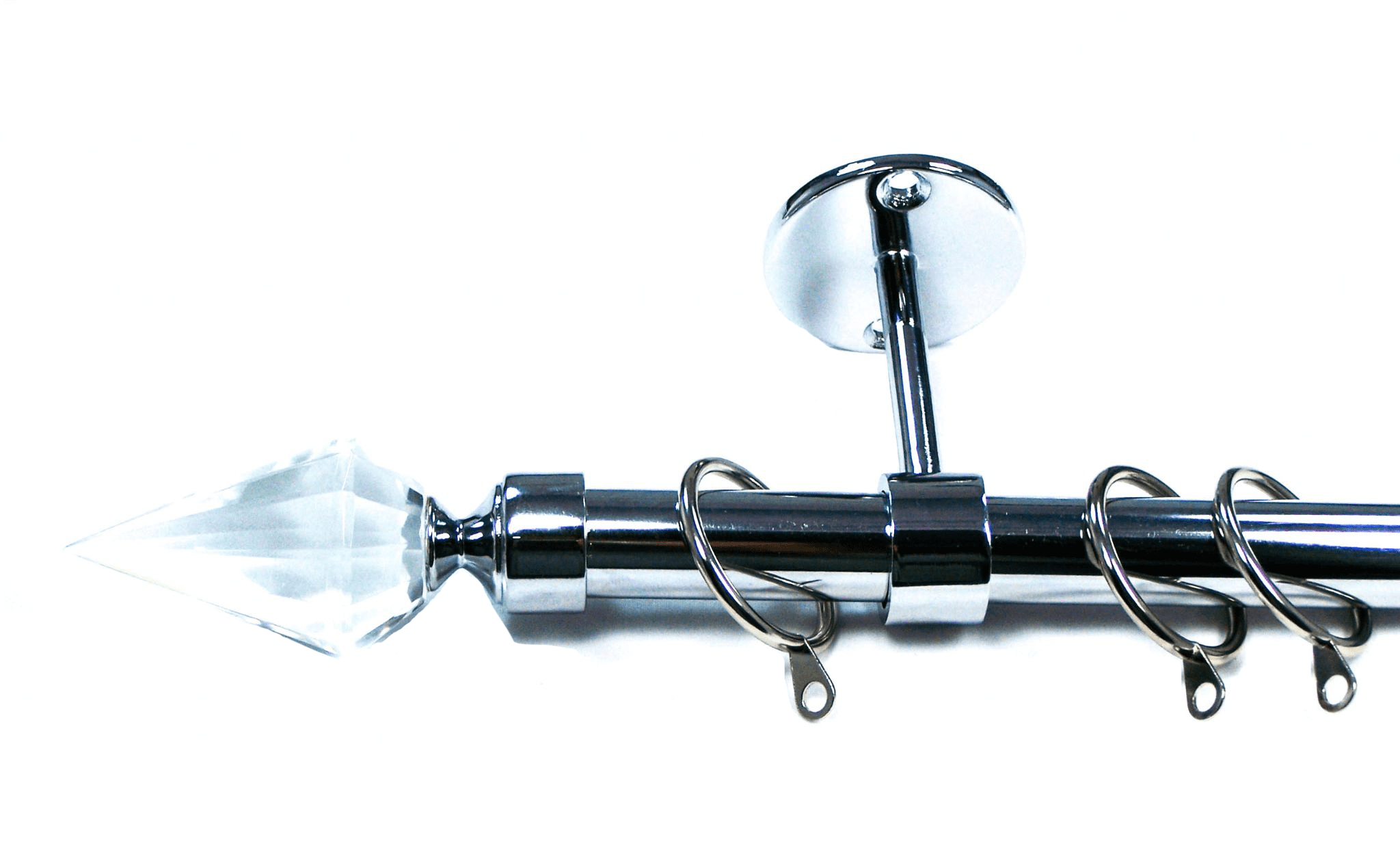 19mm Chrome Ceiling Curtain Pole Crystal Spear Finials
