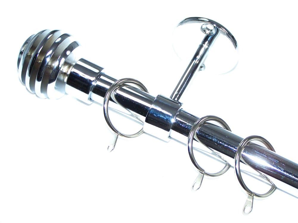 19mm Chrome Ceiling Curtain Pole Sliced Ball Finials