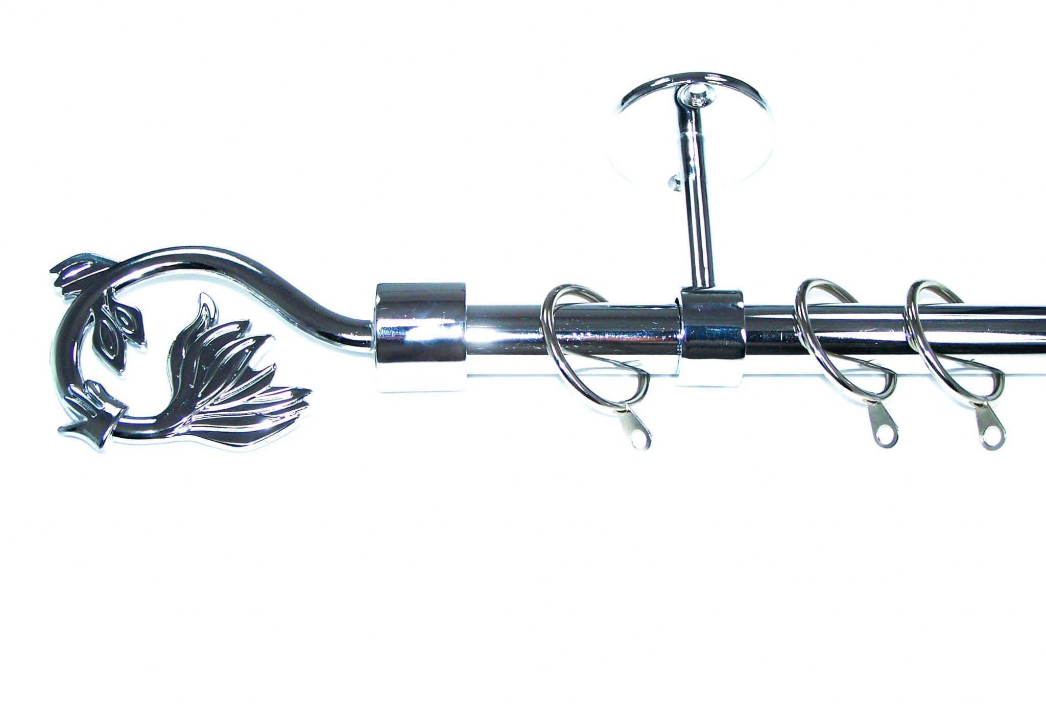 19mm Chrome Ceiling Curtain Pole Swirl Leaf Finials