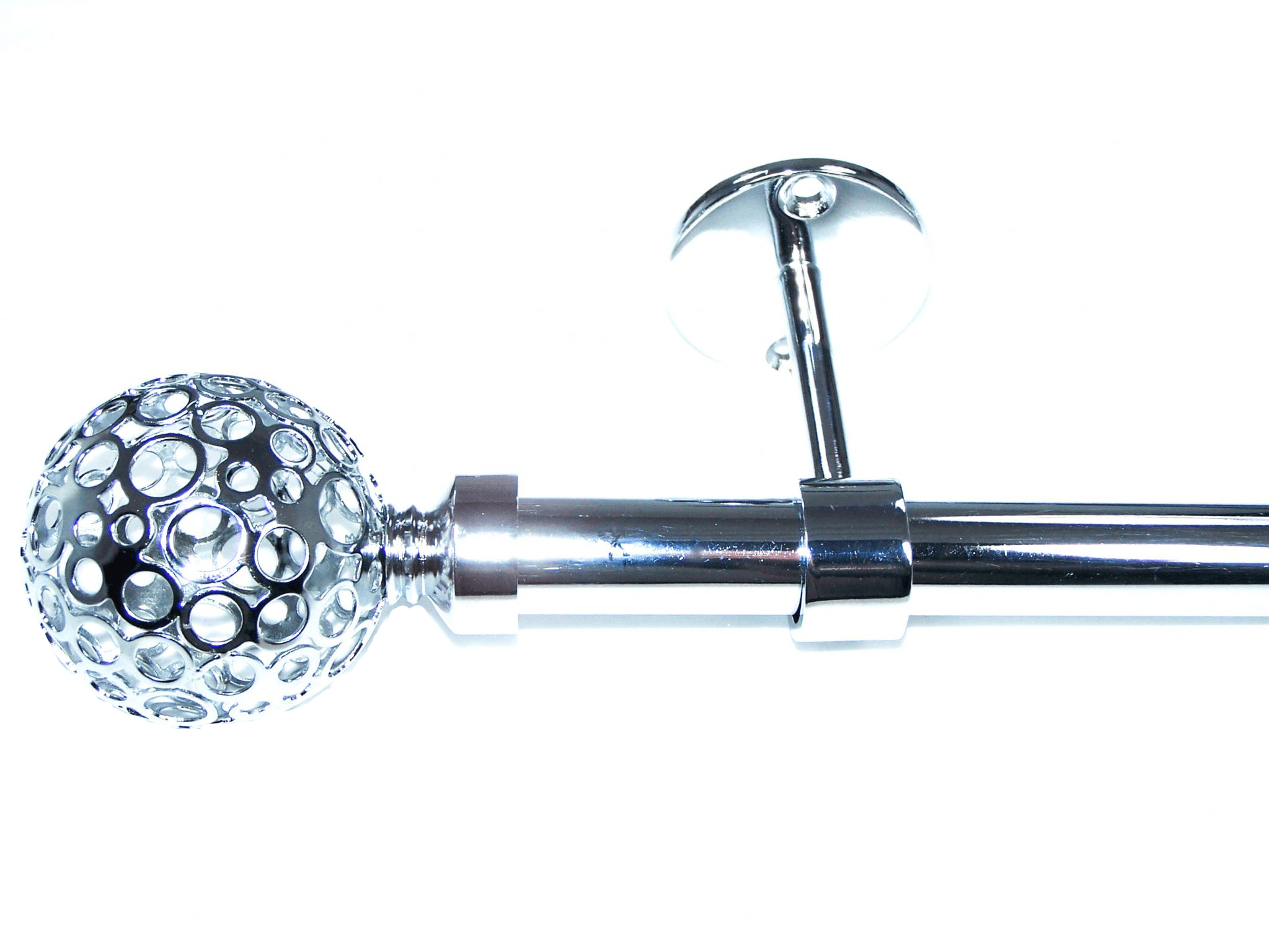 19mm Chrome Ceiling Eyelet Curtain Pole Circle Ball Finials