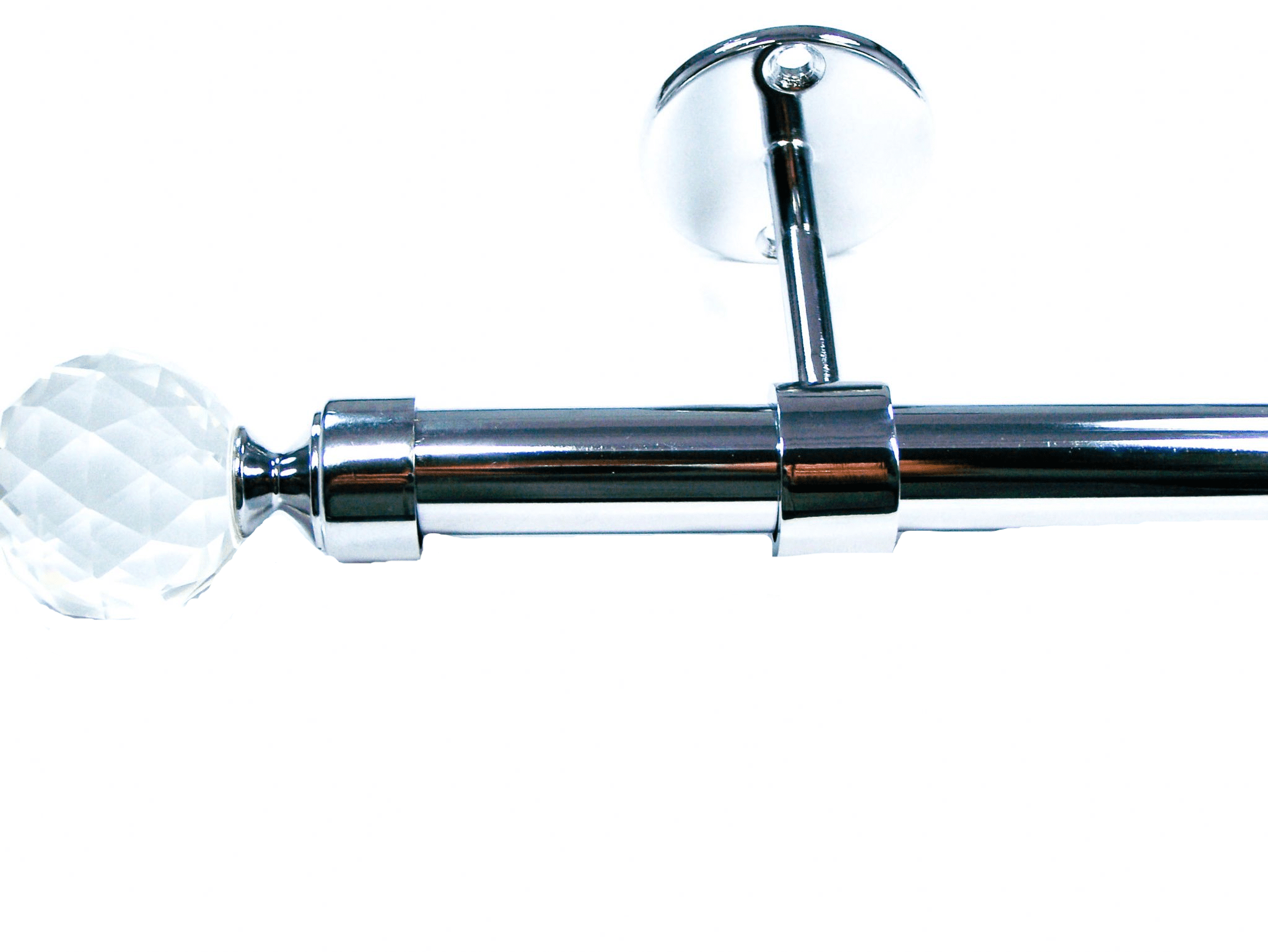 19mm Chrome Ceiling Eyelet Curtain Pole Crystal Ball Finials