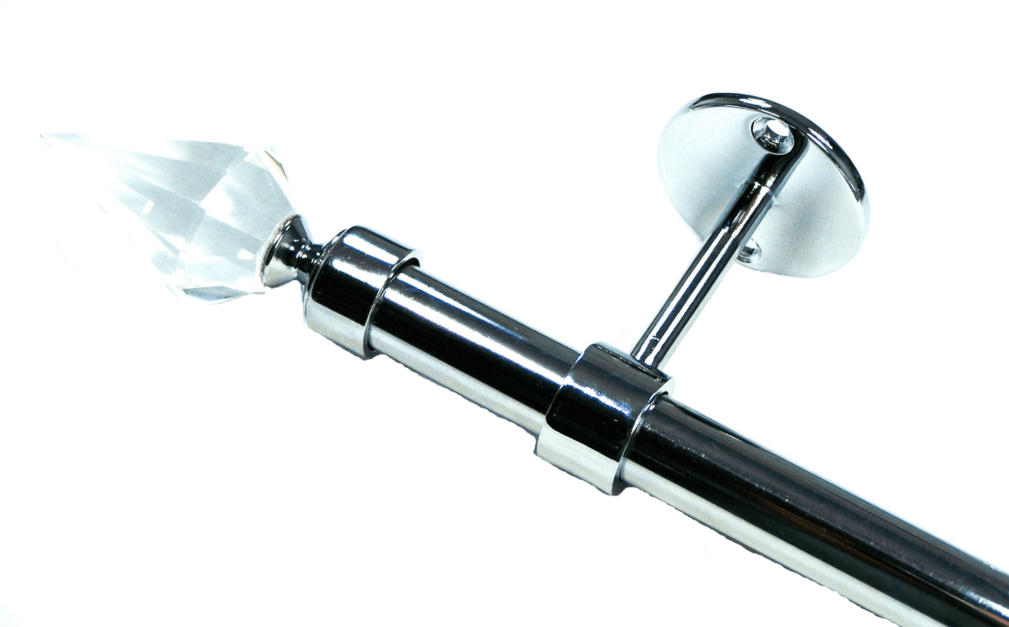 19mm Chrome Ceiling Eyelet Curtain Pole Crystal Spear Finials