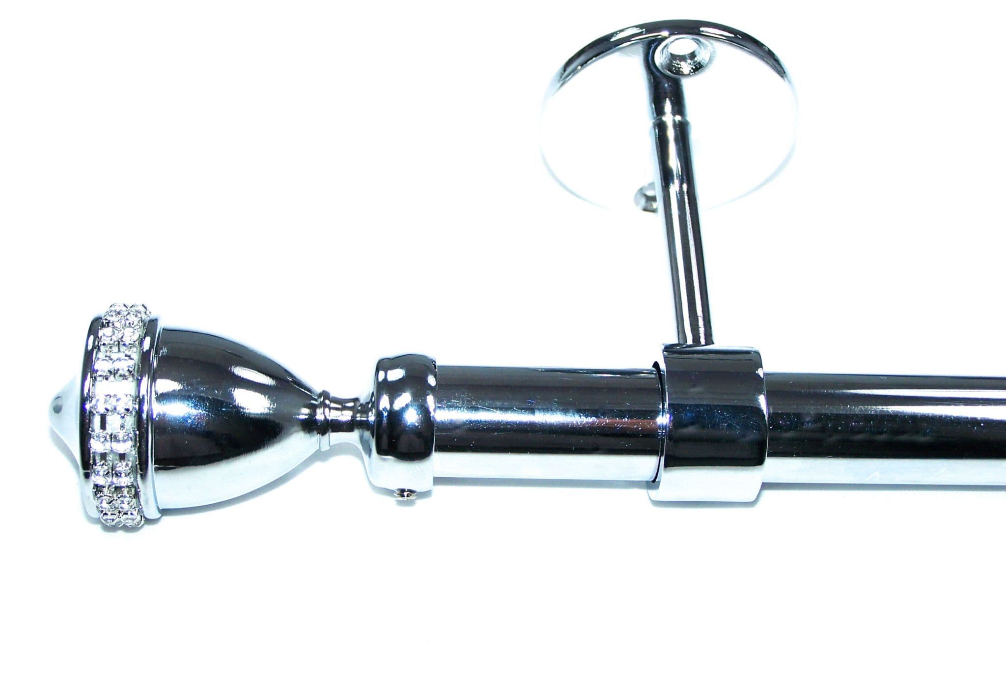 19mm Chrome Ceiling Eyelet Curtain Pole Diamante Trophy Finials