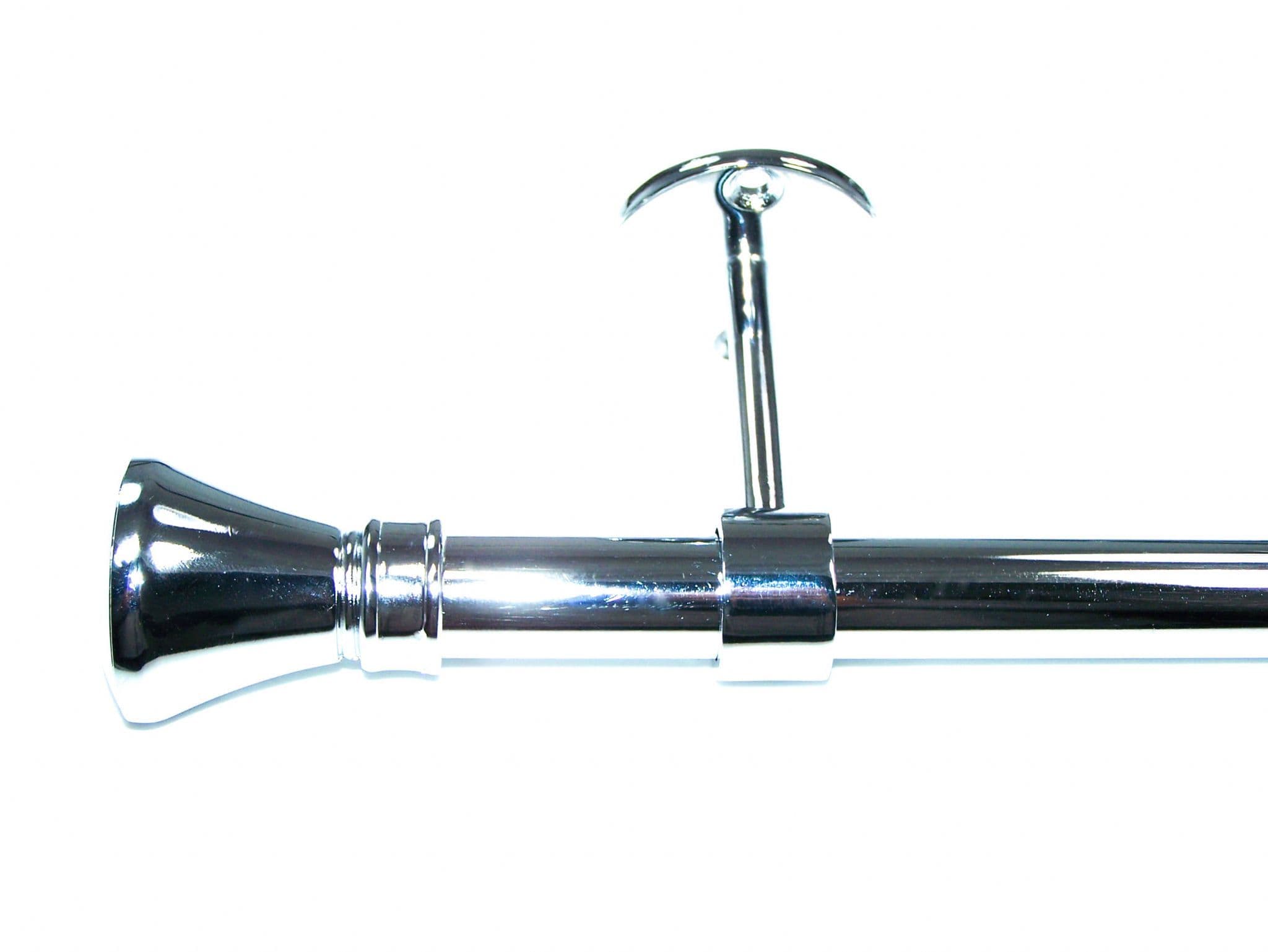 19mm Chrome Ceiling Eyelet Curtain Pole Hammerhead Finials