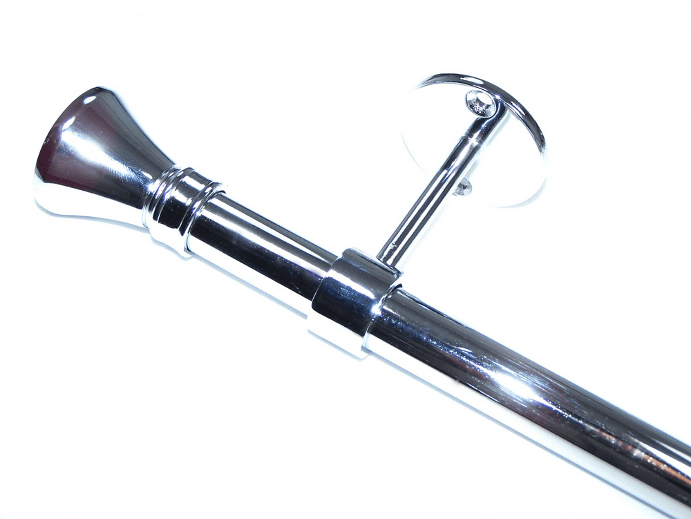 19mm Chrome Ceiling Eyelet Curtain Pole Hammerhead Finials