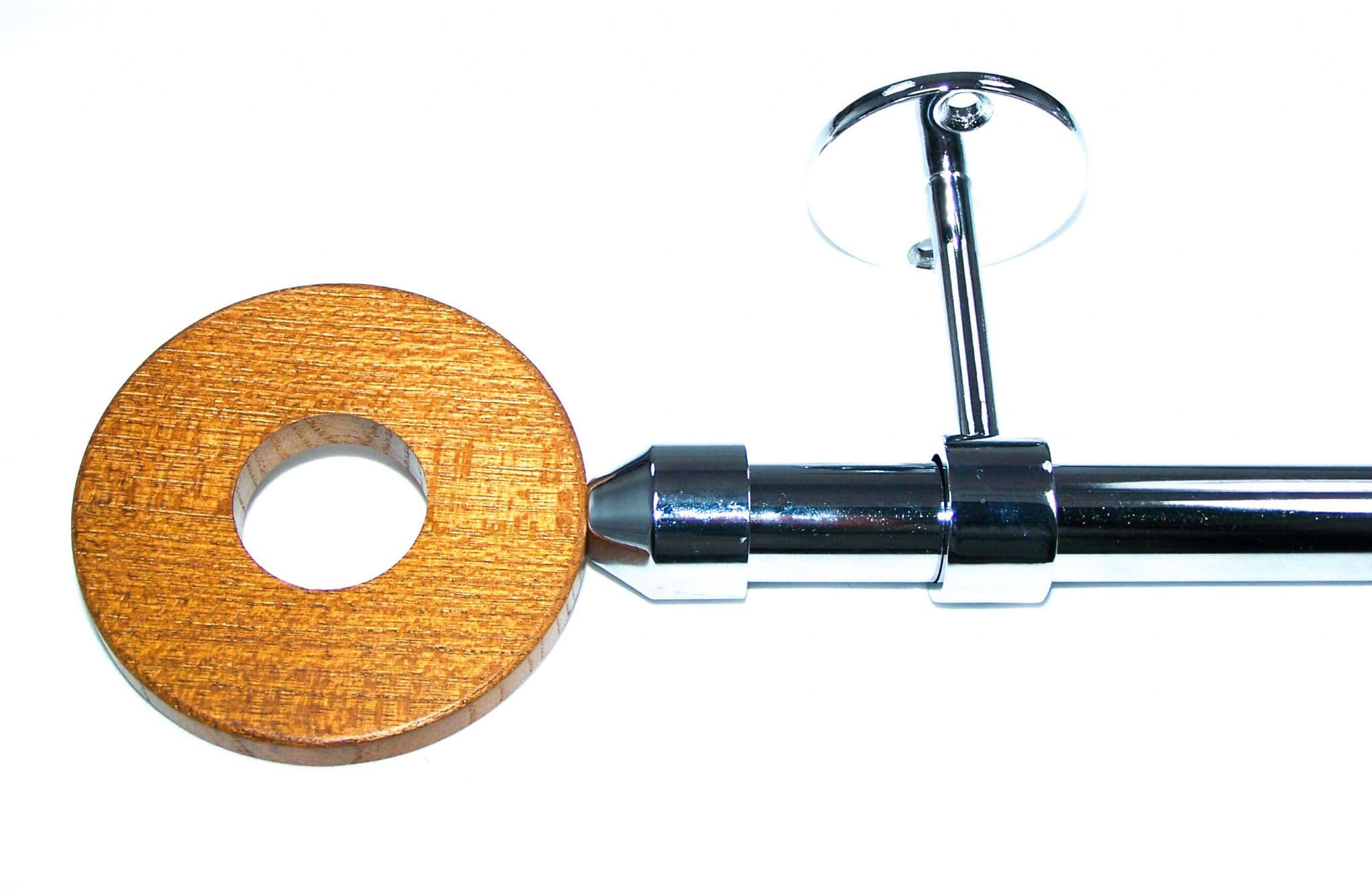 19mm Chrome Ceiling Eyelet Curtain Pole Oak Polo Finials