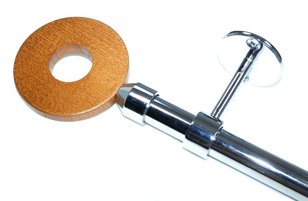 19mm Chrome Ceiling Eyelet Curtain Pole Oak Polo Finials