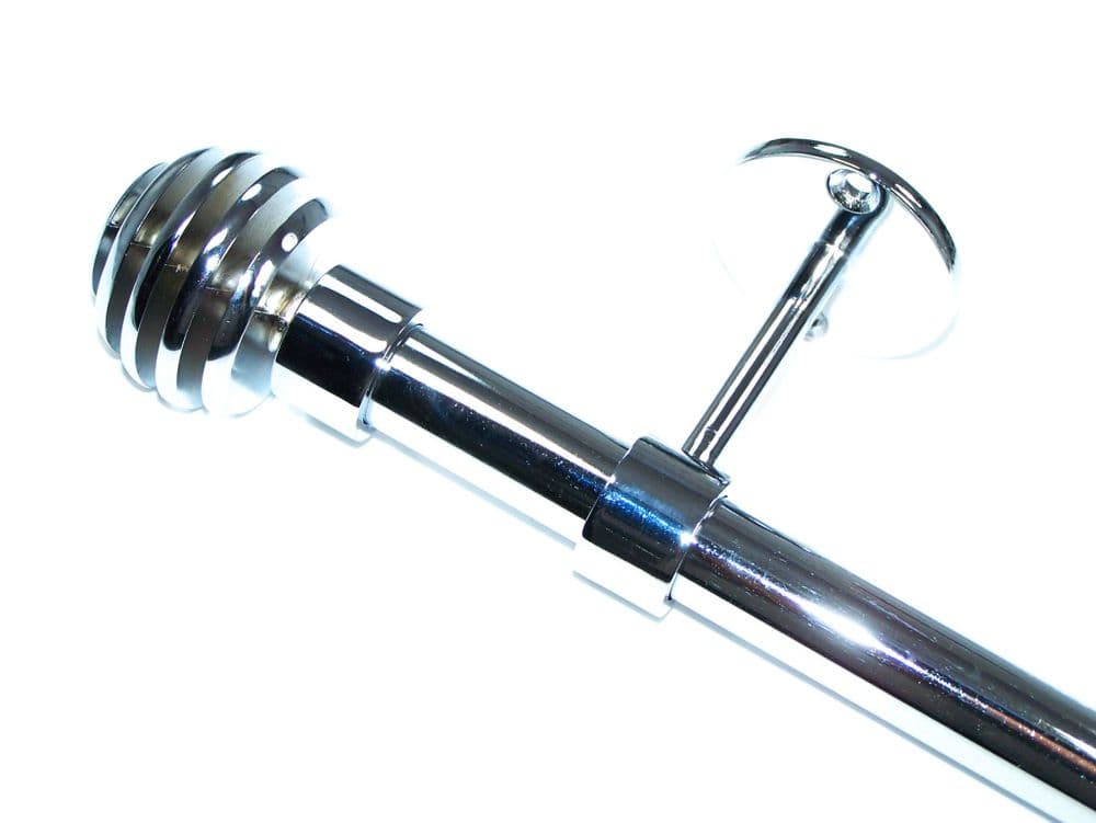 19mm Chrome Ceiling Eyelet Curtain Pole Sliced Globe Finials