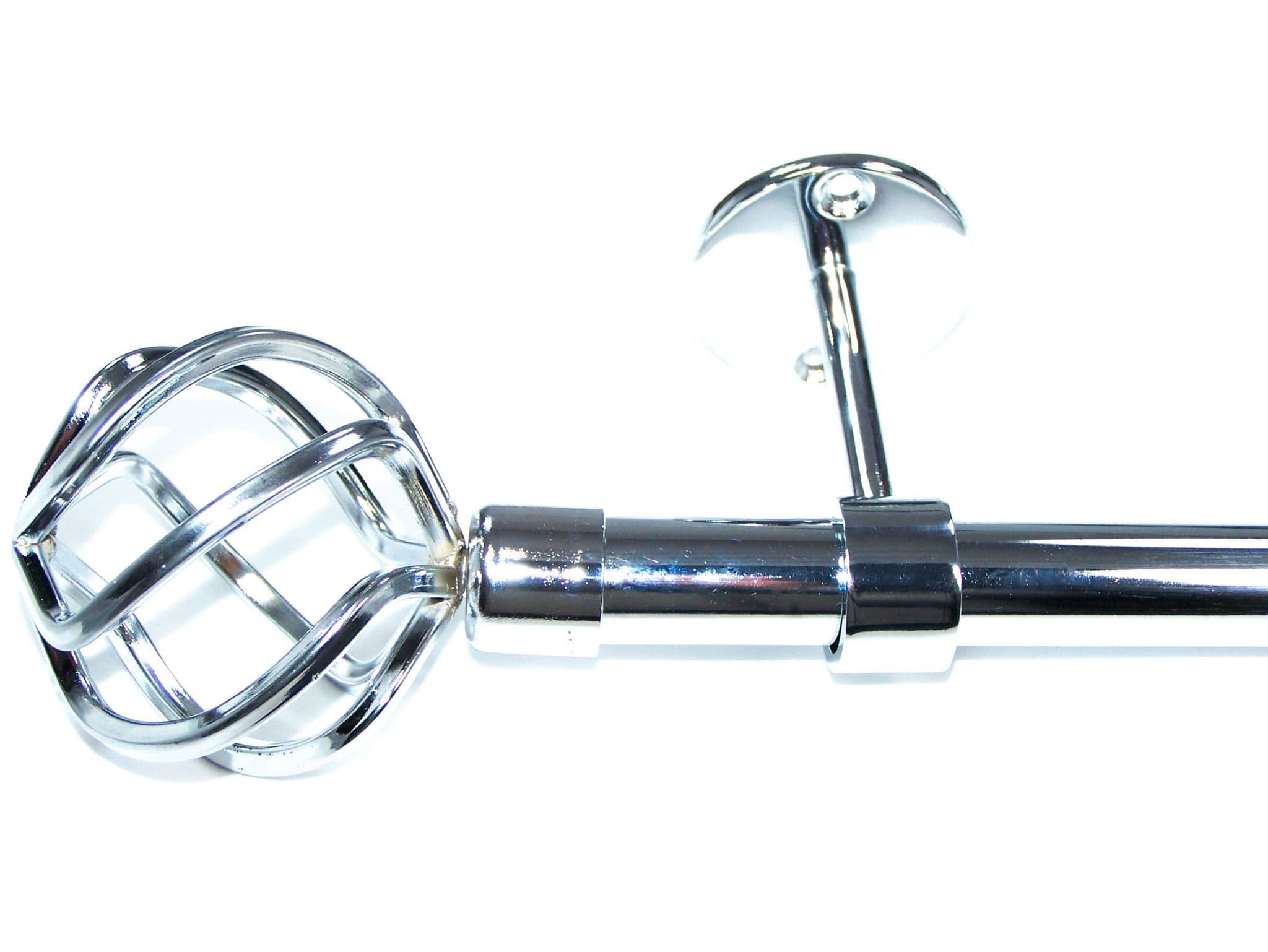 19mm Chrome Ceiling Eyelet Curtain Pole Twisted Cage Finials