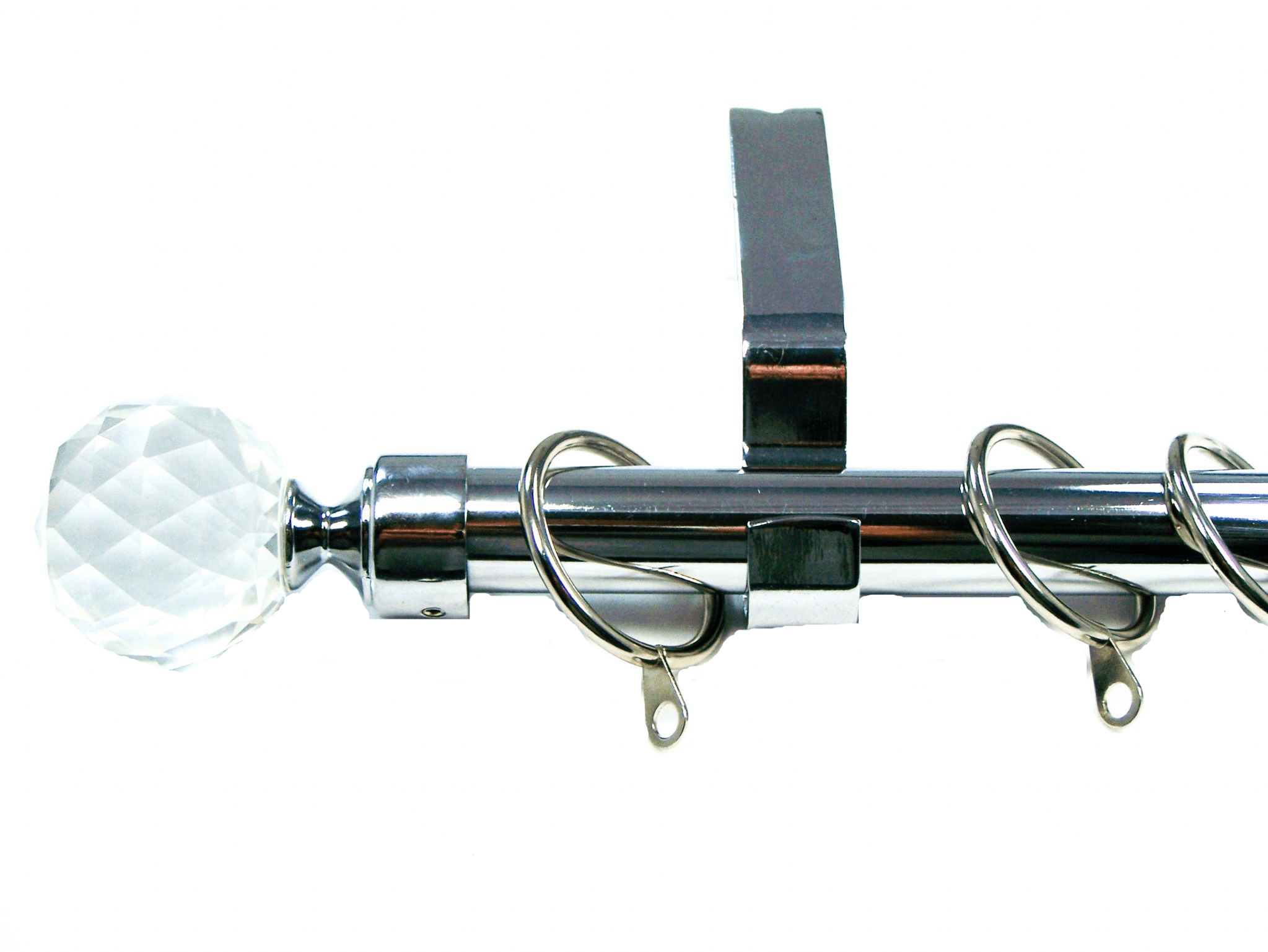 19mm Chrome Curtain Pole Crystal Ball Finials