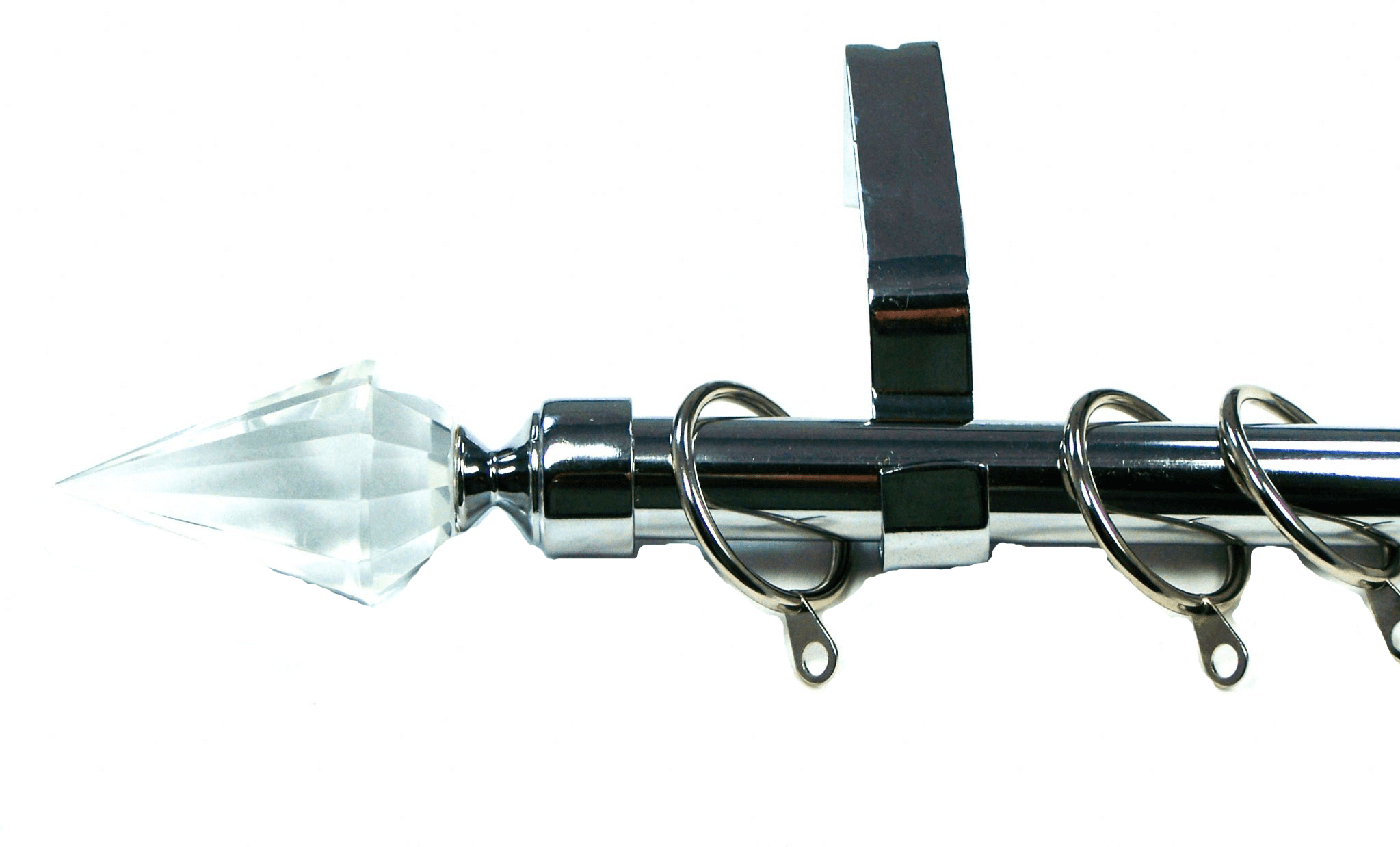 19mm Chrome Curtain Pole Crystal Spear Finials