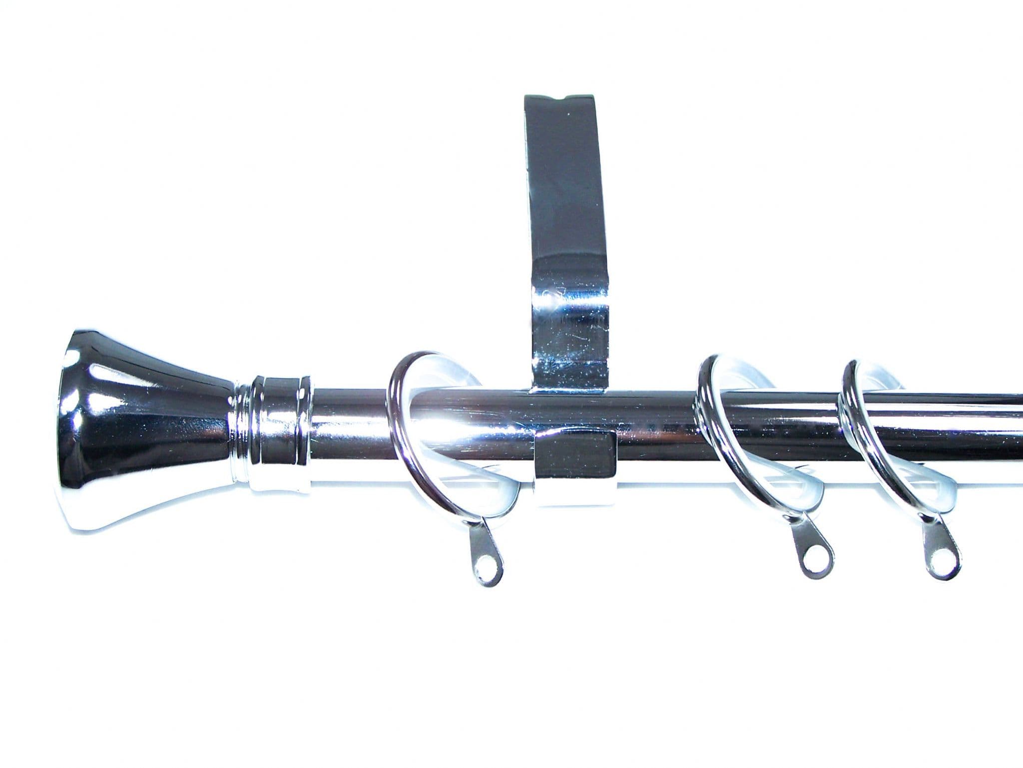 19mm Chrome Curtain Pole Glider Rings Hammerhead Finials