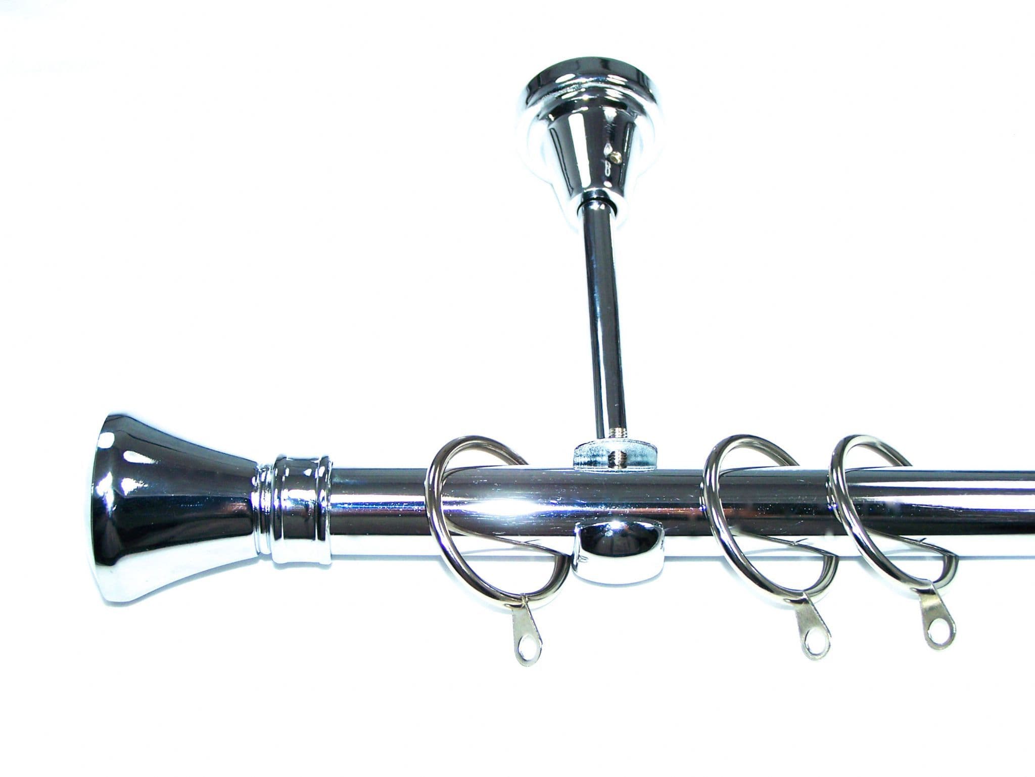 19mm Chrome Designer bracket Curtain Pole Hammerhead Finials