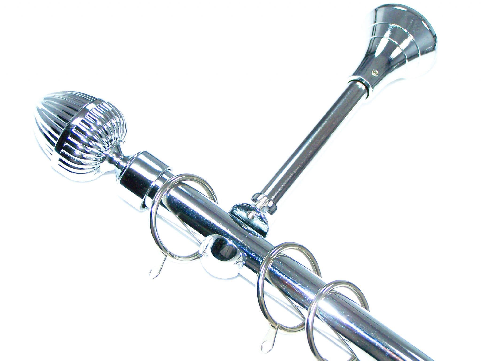 19mm Chrome Designer Extra Deep Pole Acorn Finials 1 8m 3 6m