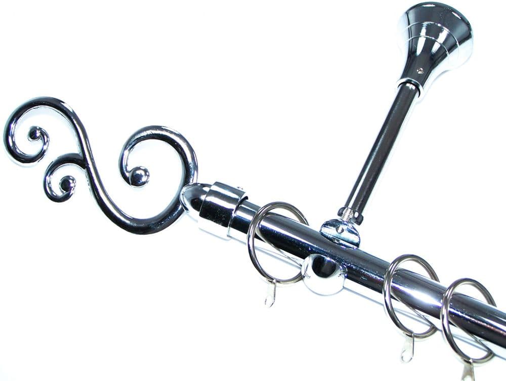 19mm Chrome Designer Extra Deep Pole Swirl Finials