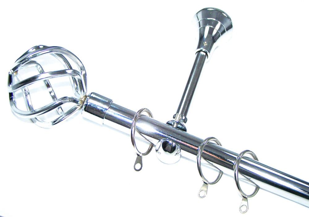 19mm Chrome Designer Extra Deep Pole Twisted Cage Finials