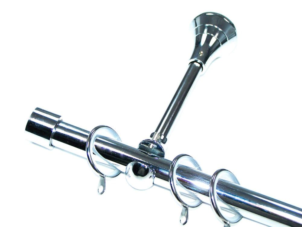 19mm Chrome Designer Extra Deep Pole with Glider Rings End Cap Finials ...