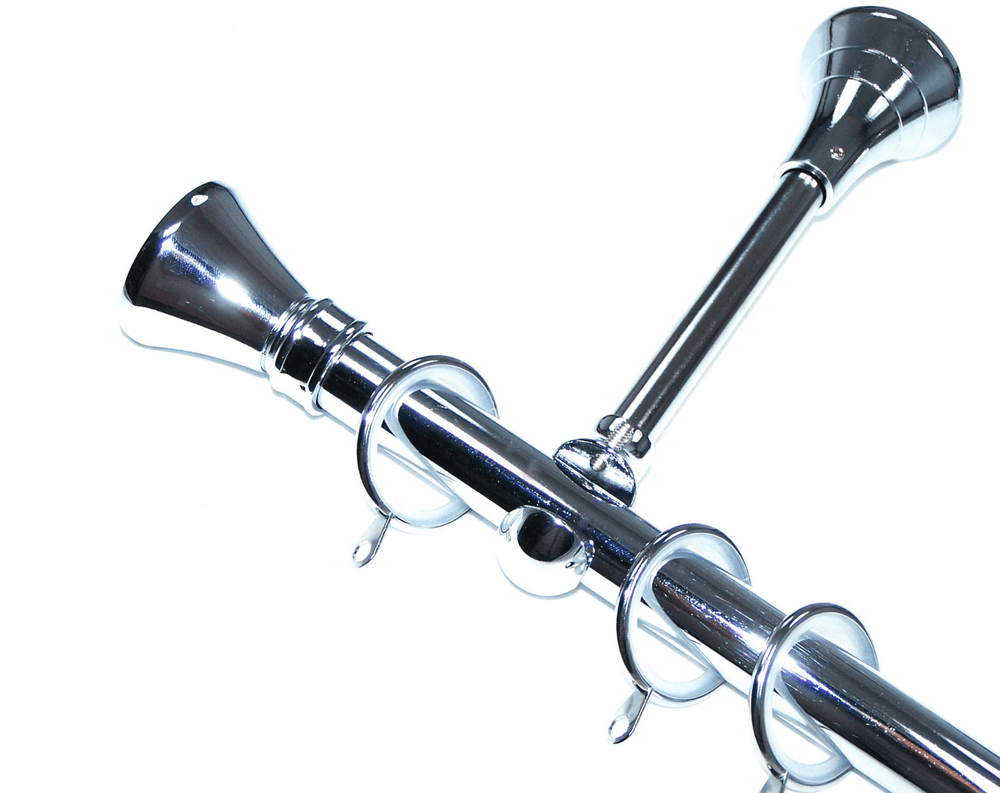 19mm Chrome Designer Extra Deep Pole with Glider Rings Hammerhead ...