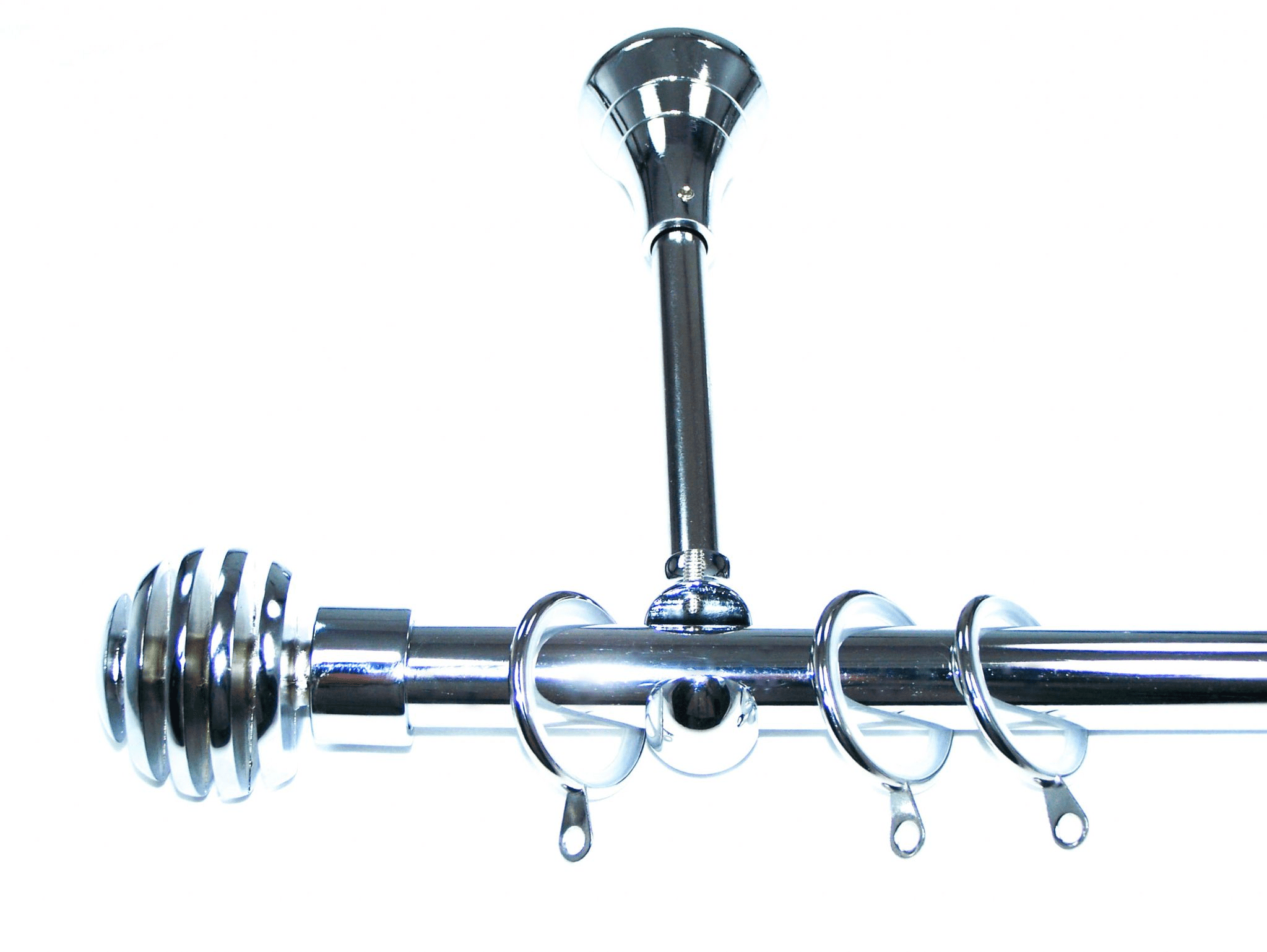 19mm Chrome Designer Extra Deep Pole with Glider Rings Sliced Globe ...