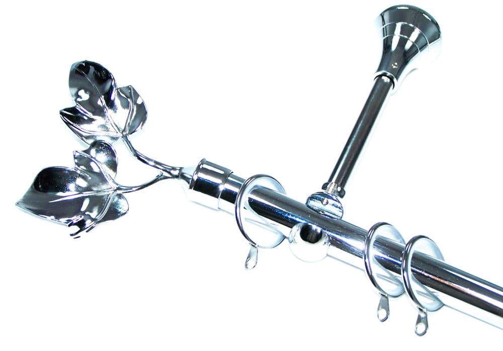 19mm Chrome Designer Extra Deep Pole with Glider Rings Twin Leaf ...