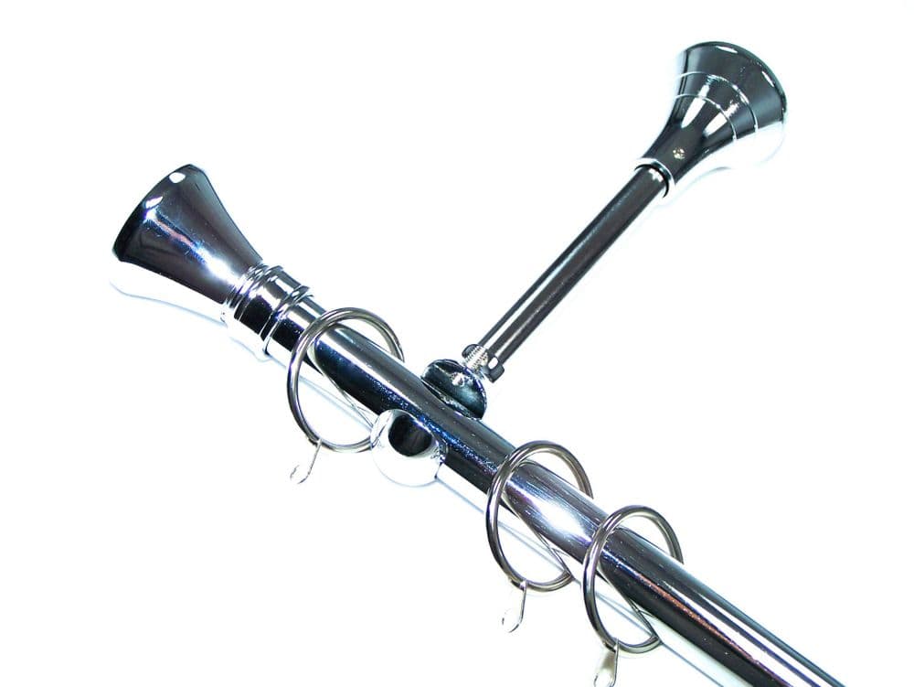 19mm Chrome Designer Extra Deep Pole with Hammerhead Finials 1 8m 3 6m