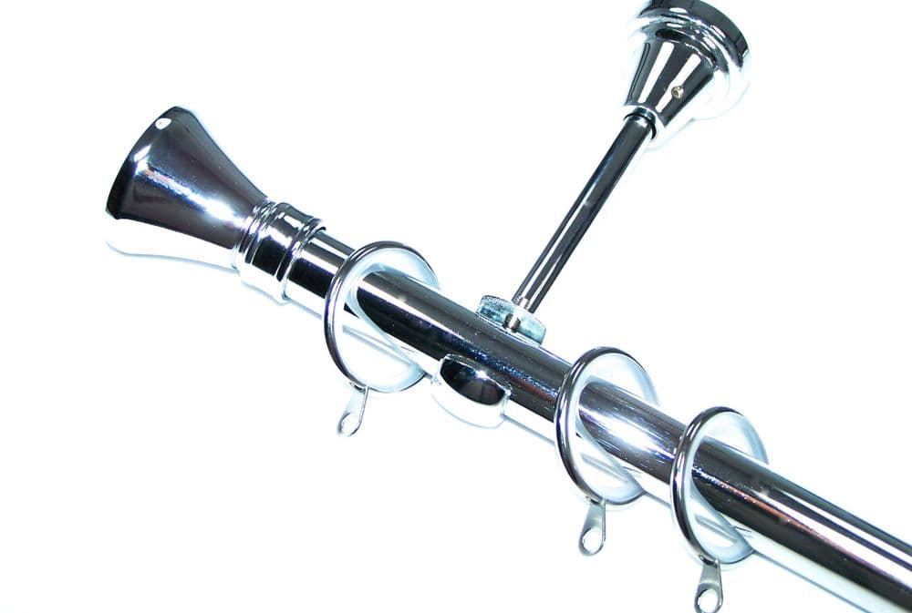 19mm Chrome Designer Pole System Glider Rings Hammerhead Finials