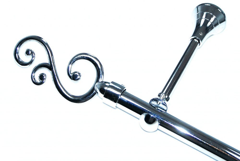 19mm Chrome Eyelet Designer Extra Deep Pole with Swirl Finials 1 8m 3 6m