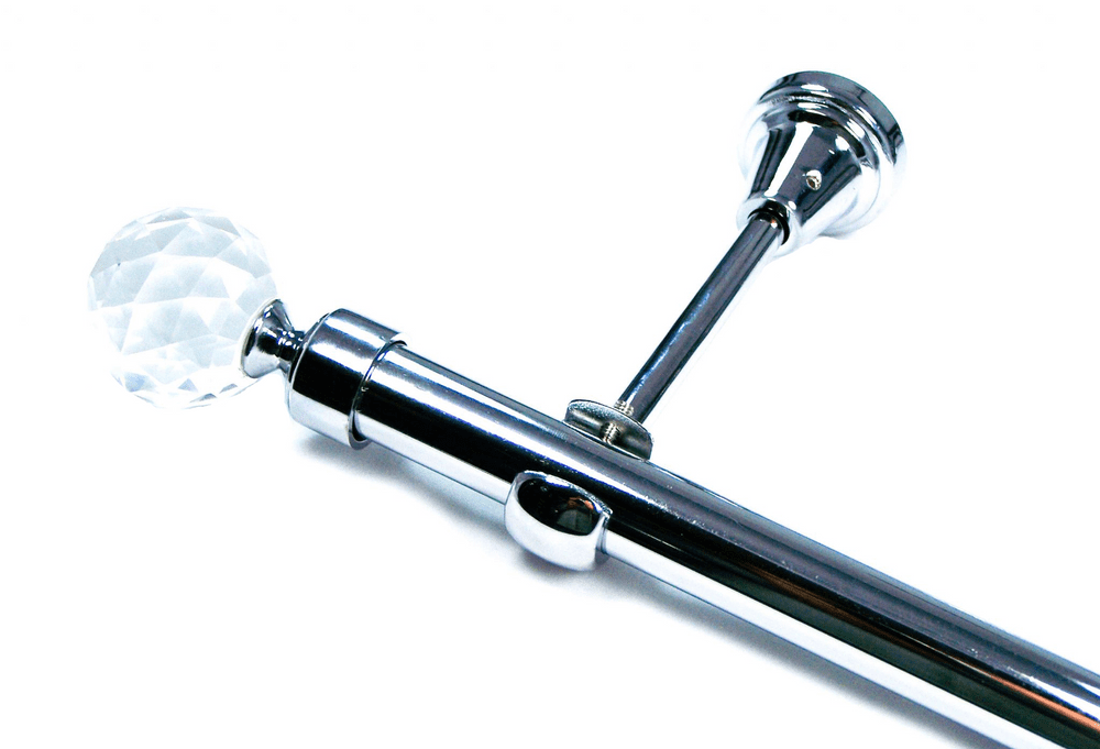 19mm Chrome Eyelet Designer Pole Crystal Ball Finials