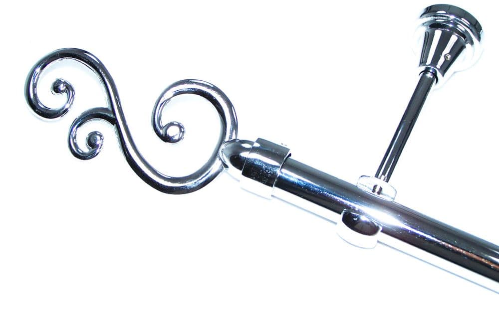 19mm Chrome Eyelet Designer Pole Swirl Finials