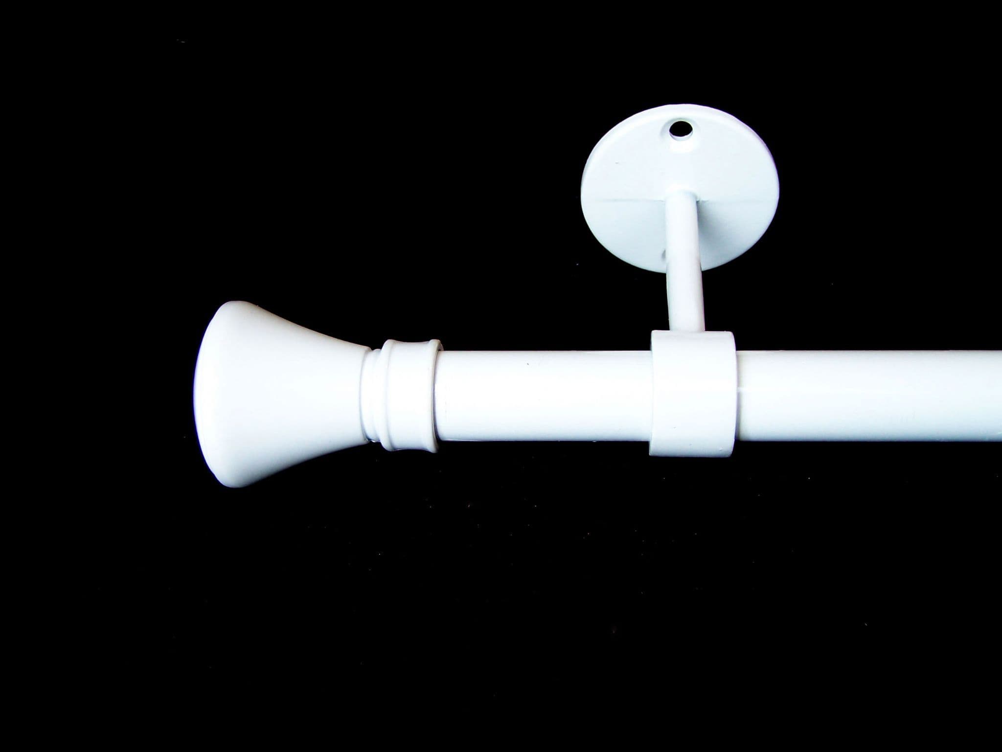 19mm Gloss White Ceiling Eyelet Curtain Pole Hammerhead Finials