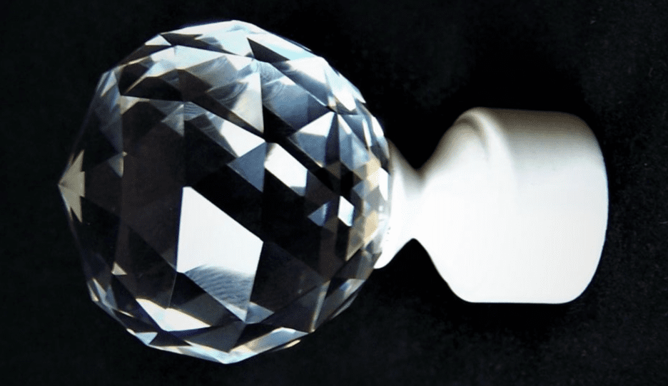 19mm Gloss White Crystal Ball Curtain Pole Finials