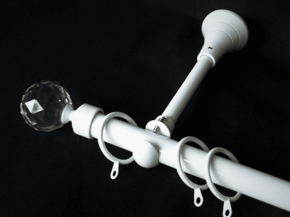 19mm Gloss White Designer Extra Deep Pole with Crystal Ball Finials 1 ...