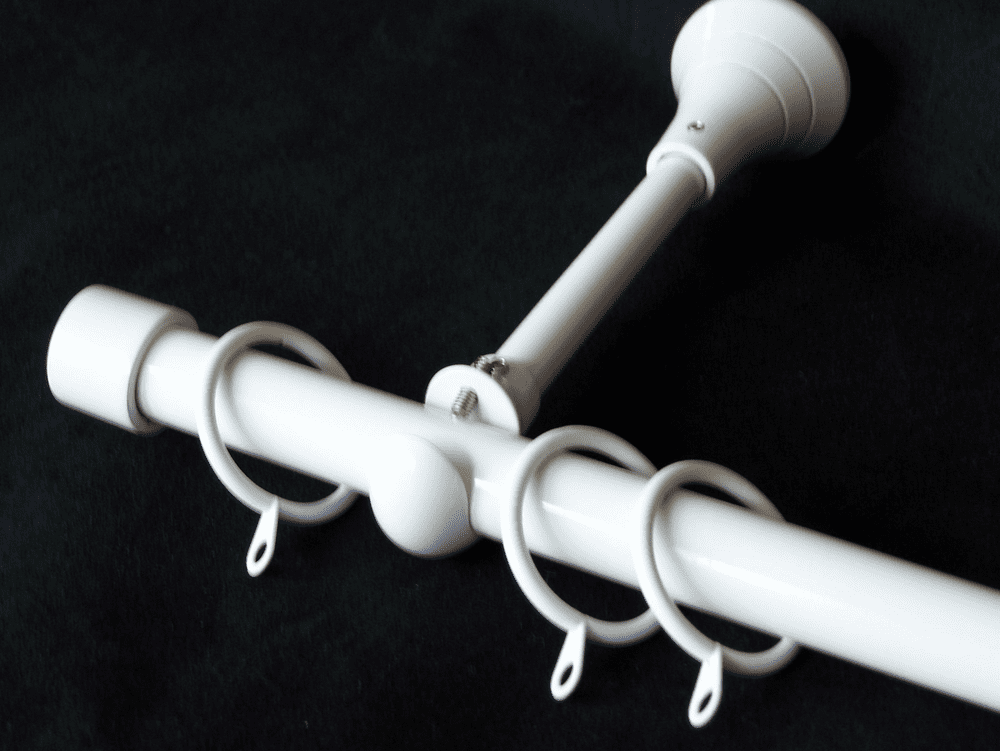 19mm Gloss White Designer Extra Deep Pole with End Cap Finials 1 2m 1 ...