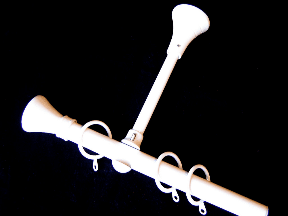 19mm Gloss White Designer Extra Deep Pole with Hammerhead Finials 1 8m 3 6m