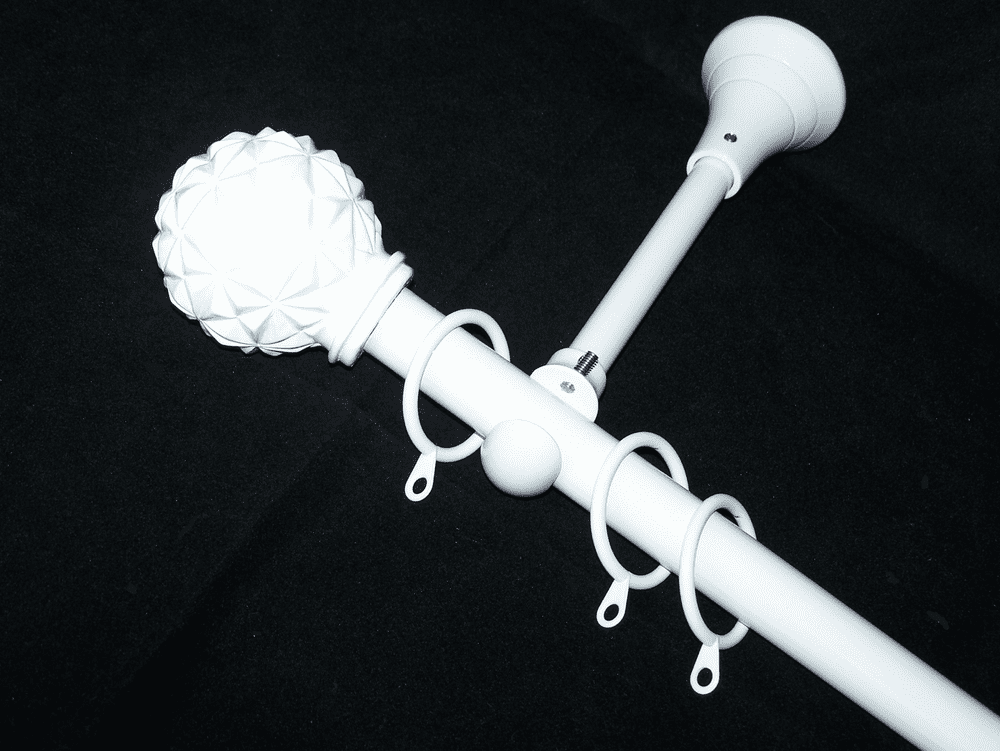 19mm Gloss White Designer Extra Deep Pole with Spike Finials 1 8m 3 6m