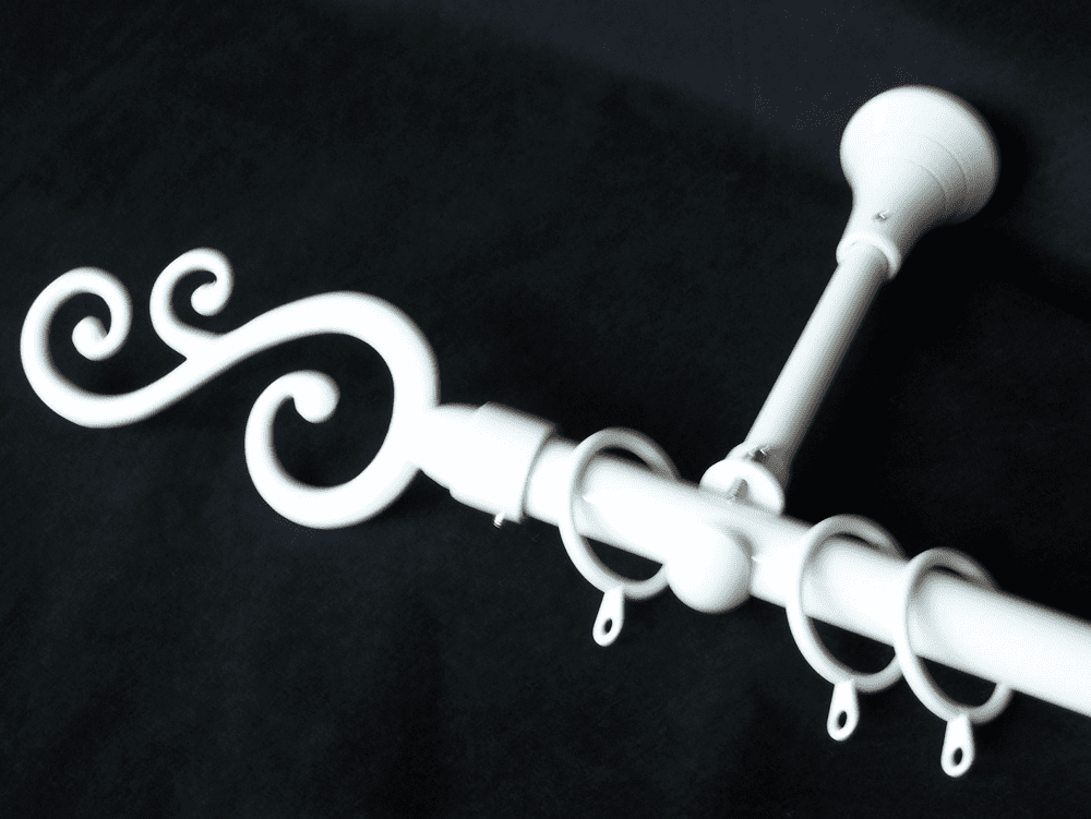 19mm Gloss White Designer Extra Deep Pole with Swirl Finials 1 8m 3 6m