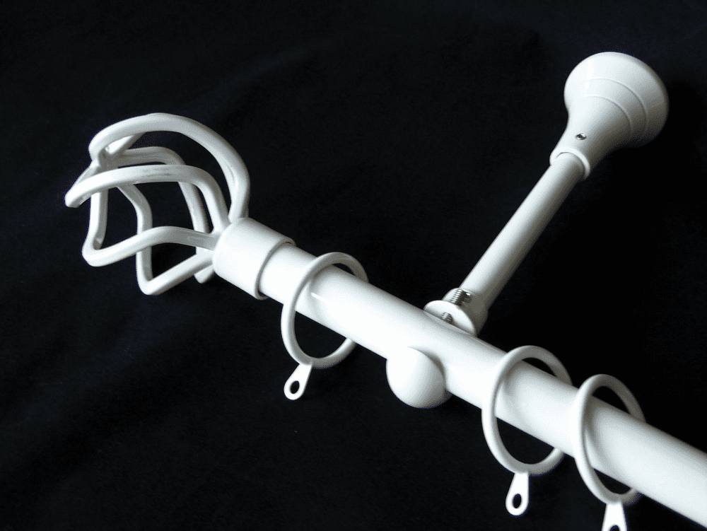 19mm Gloss White Designer Extra Deep Pole with Twisted Cage Finials 1 ...