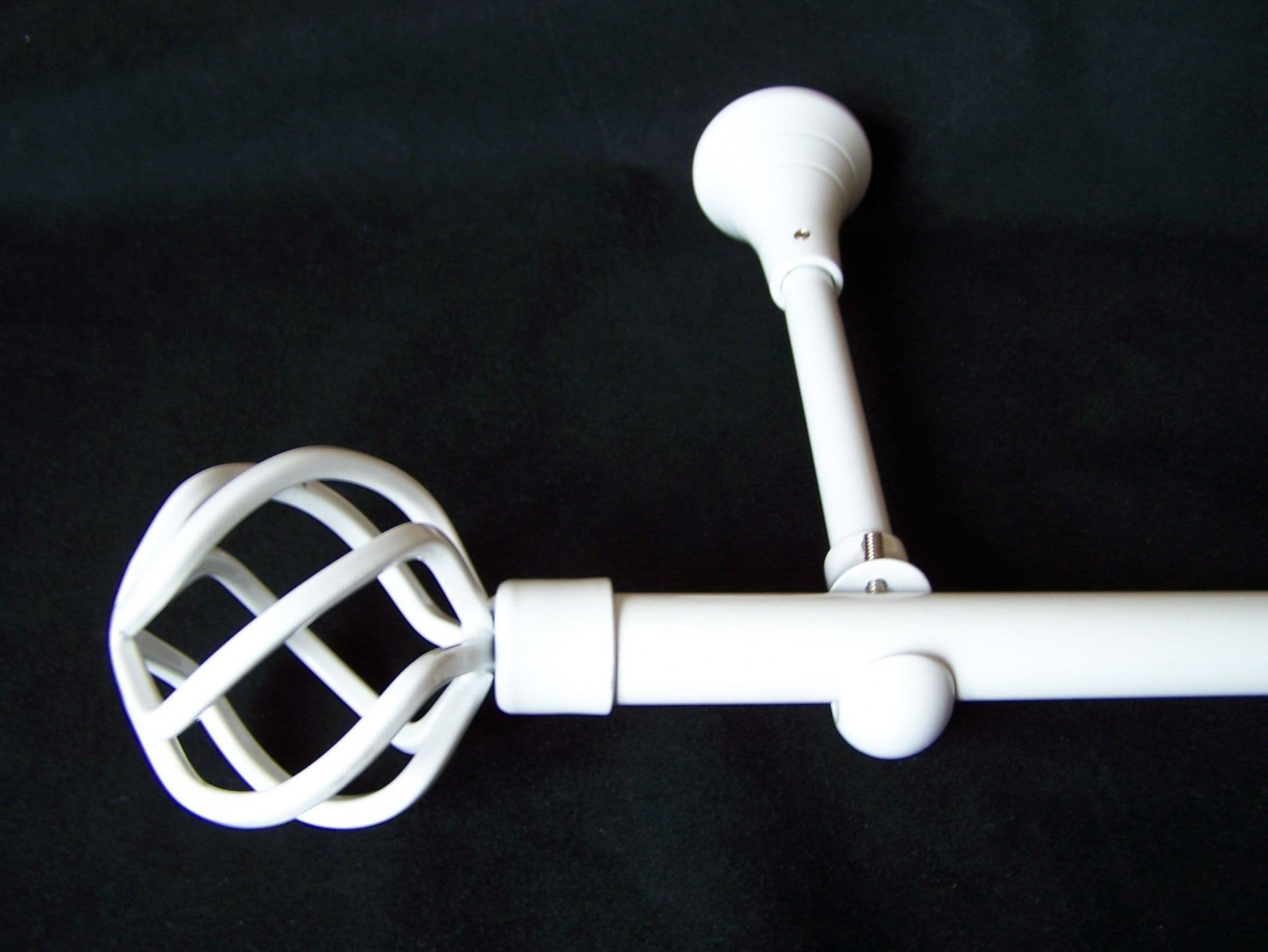 19mm Gloss White Eyelet Designer Extra Deep Pole Twisted Cage Finials