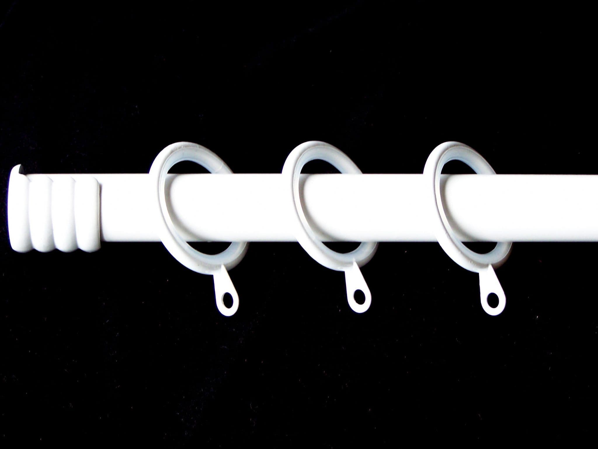 19mm Gloss White Recess Curtain Pole with Glider Rings 1 8m / 3 6m