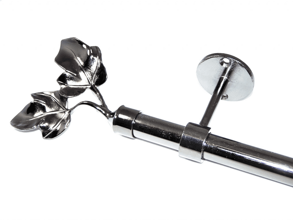 19mm Graphite Black Eyelet Ceiling Bay Window System Twin Leaf Finials ...