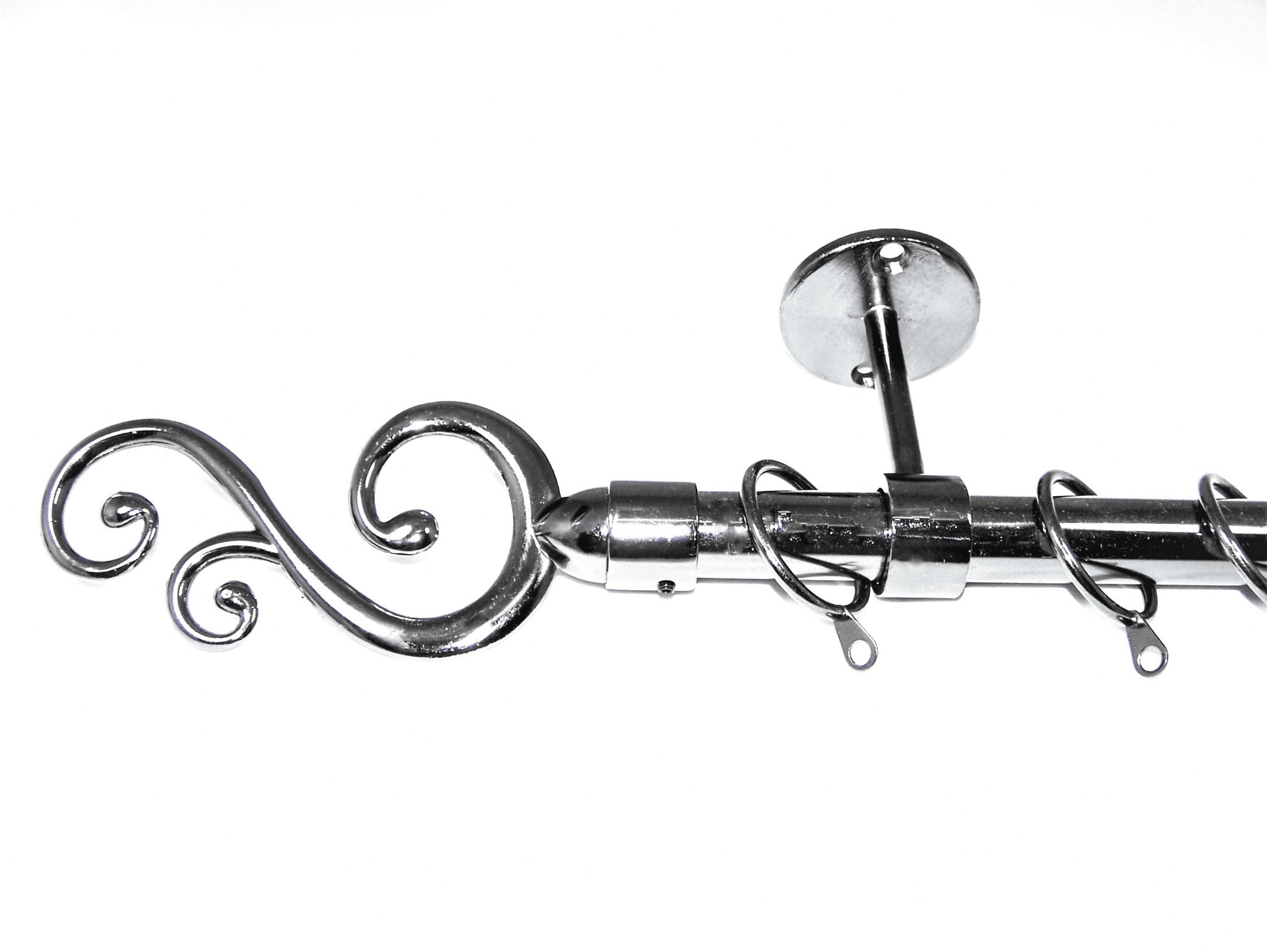 19mm Graphite Black Nickel Ceiling Curtain Pole Swirl Finials