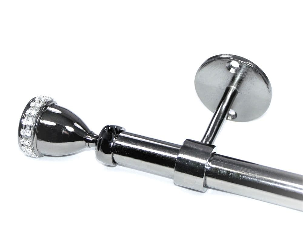 19mm Graphite Black Nickel Ceiling Eyelet Curtain Pole Diamante Trophy ...