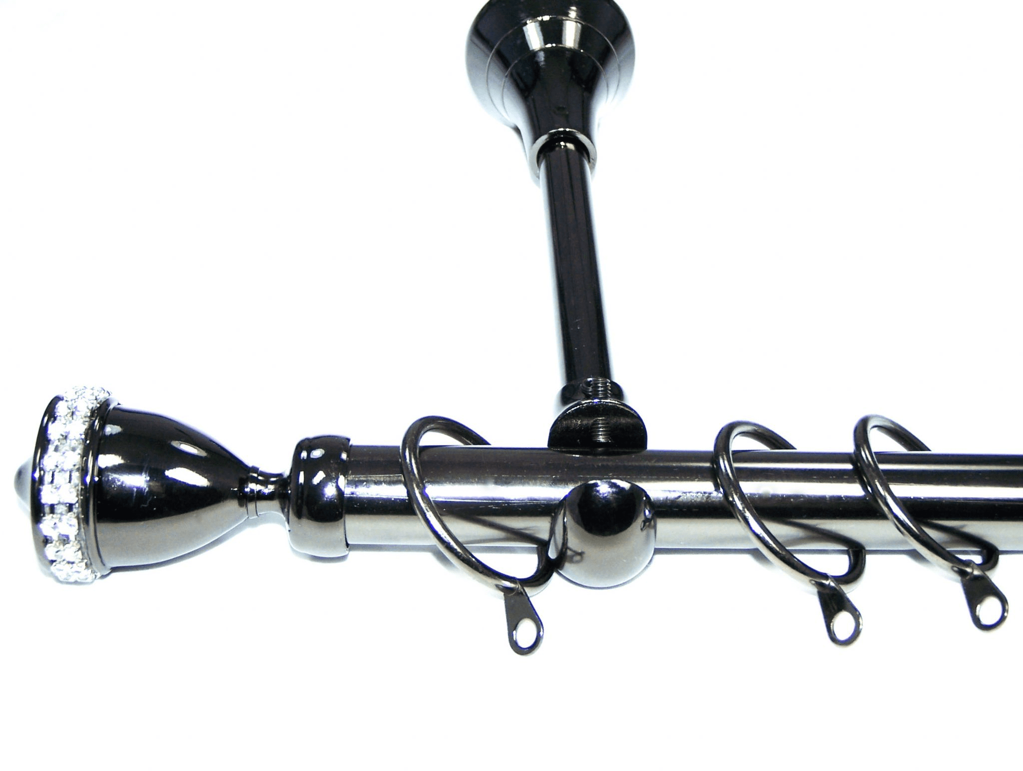 19mm Graphite Black Nickel Extra Deep Pole Diamante Trophy Finials