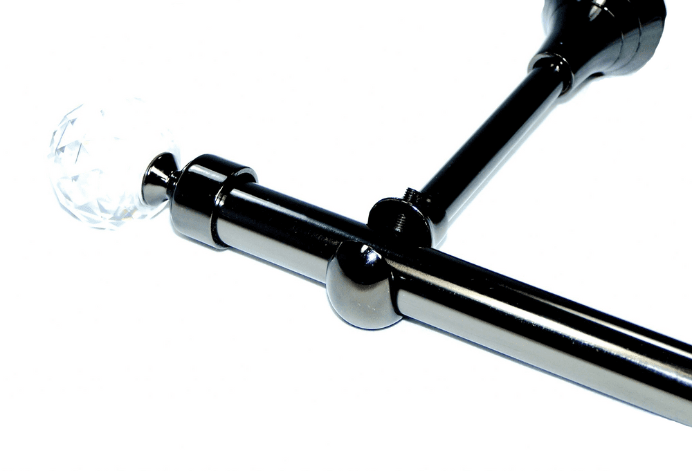 19mm Graphite Black Nickel Eyelet Designer Extra Deep Pole Crystal Ball ...