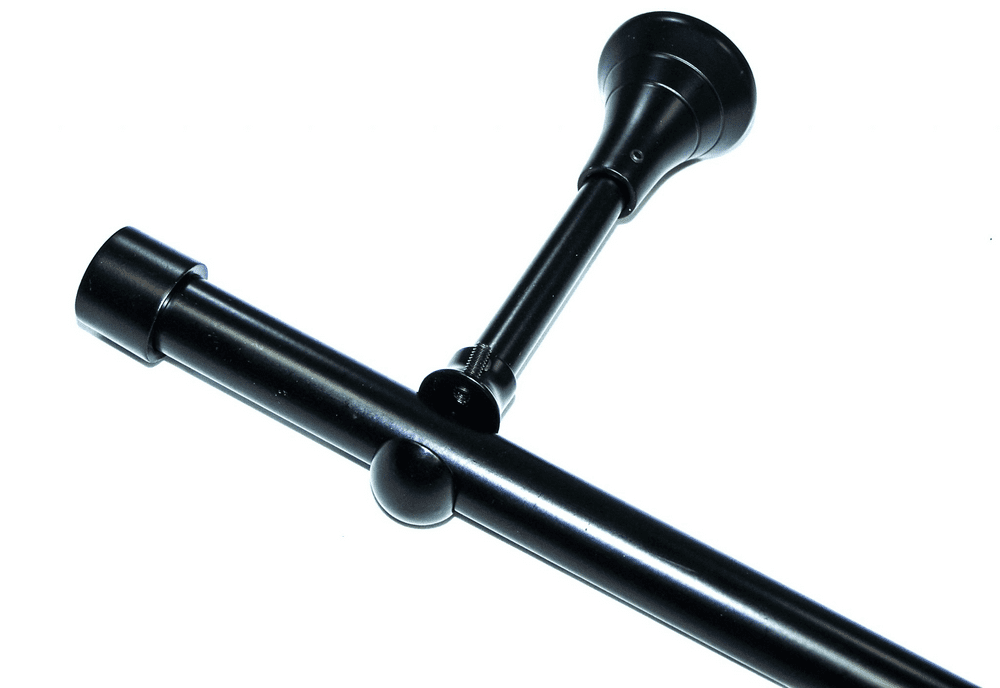19mm Matt Black Eyelet Designer Extra Deep Pole with End Cap Finials 1 ...