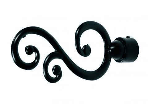 19mm Matt Black Swirl Curtain Pole Finials