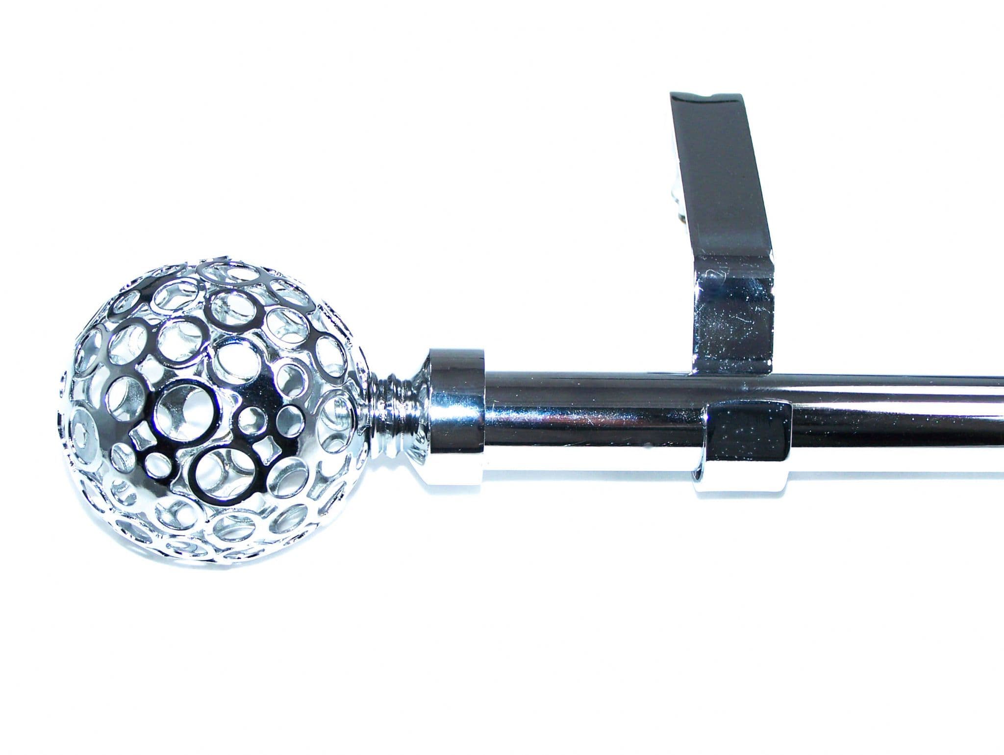 19mm Polished Chrome Eyelet Curtain Pole Circle Ball Finials