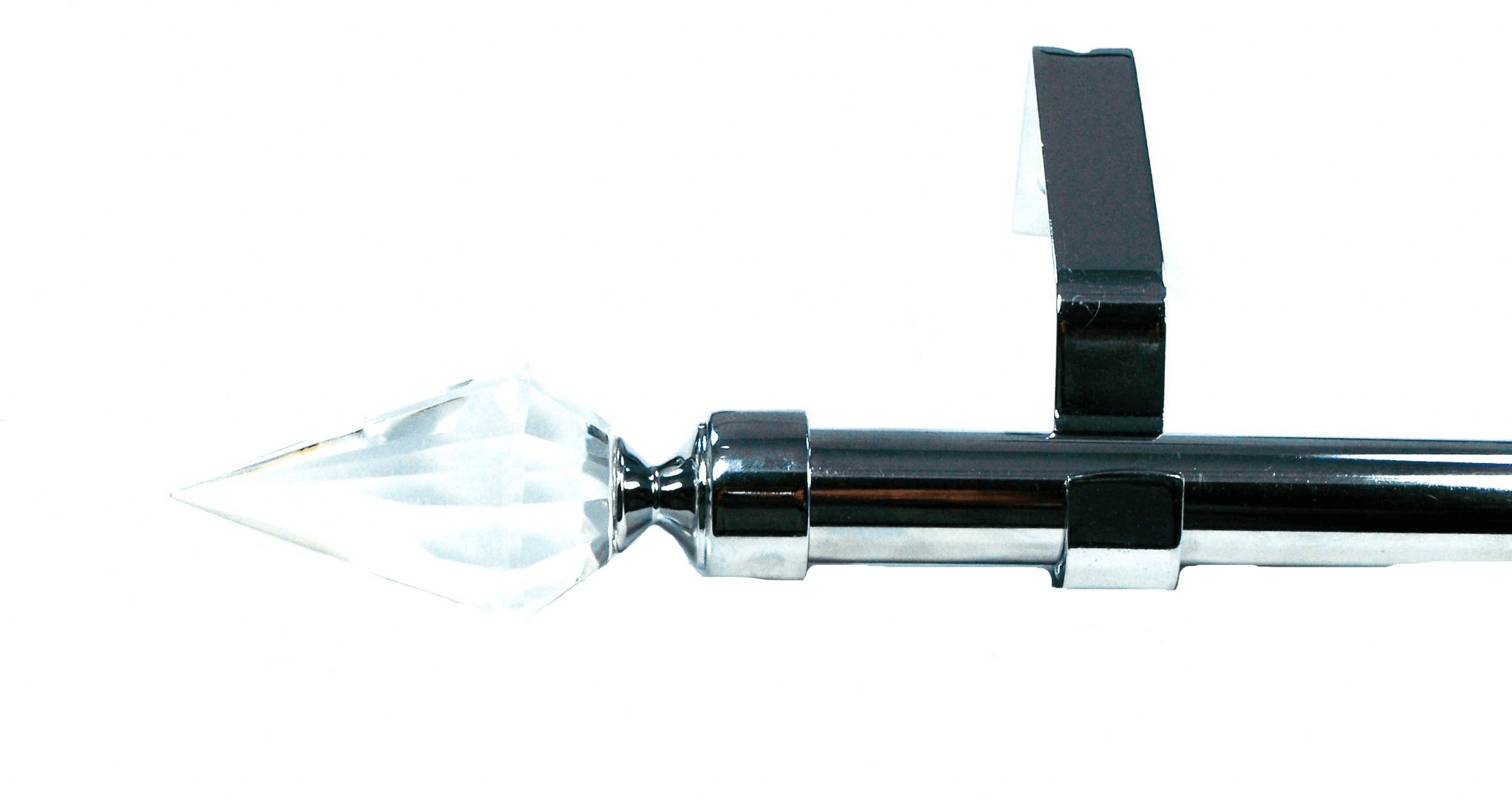 19mm Polished Chrome Eyelet Curtain Pole Crystal Spear Finials